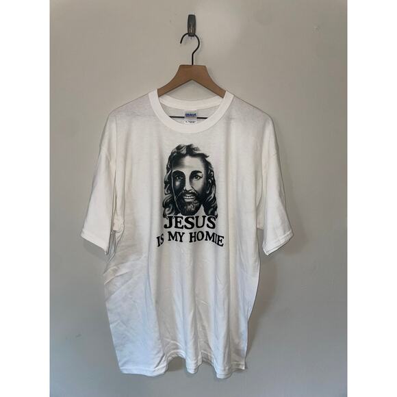 Gildan | Shirts | Y2k Jesus Is My Homie White Christ Graphic God Shirt ...